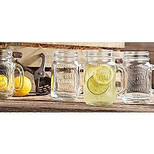 Glaver's Drinking Jars – Set of 6 Mason Jar Cups – 16 Oz Glasses with Handle, Ice-Cold Drinkware Logo – Jars are Ideal for Cold Beverages, Cocktails, Shakes, Sodas, Juice.