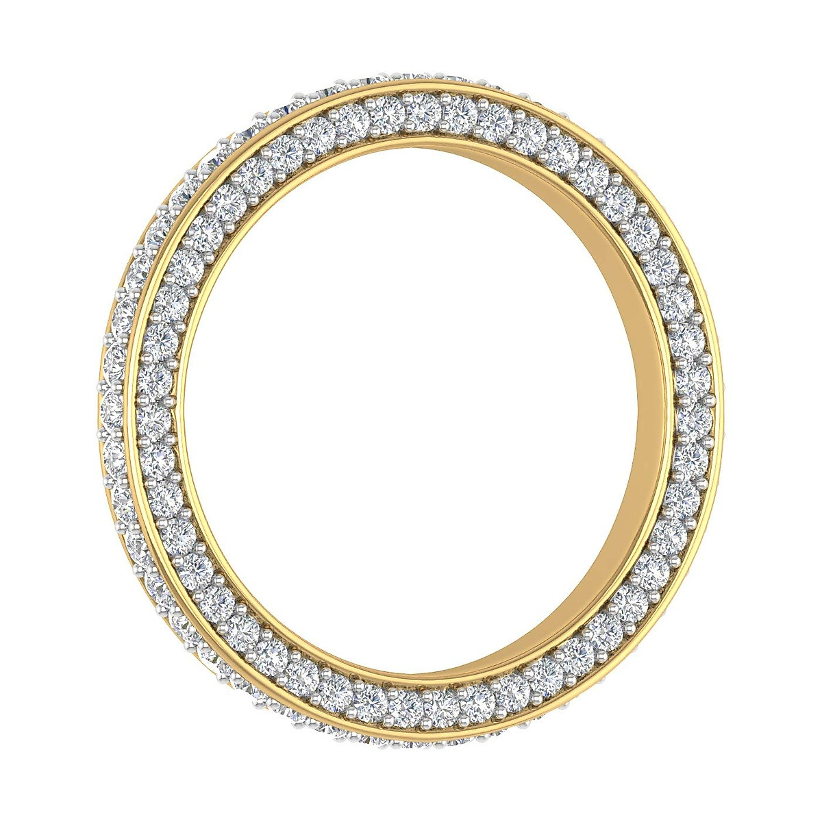 FINEROCK 1 Carat Prong Set Diamond Ladies Wedding Eternity Ring in 14K Yellow Gold - IGI Certified (Ring Size 7)