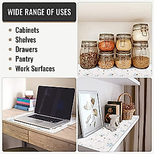 Ray Star Shelf Liner, 12in x 10FT Non Adhesive Floral Cabinet Liner for Pantry Refrigerator Drawer, Strong Grip Non Slip Waterproof Easy Trim, Durable Shelf Liners for Kitchen Cabinets Organization