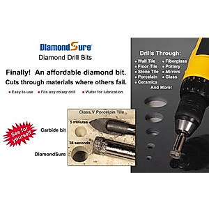 2-1/4" 57.5 mm DiamondSure Diamond Hole Saw Drill Bit for Glass, Tile, Granite, Ceramic, Porcelain, Stone