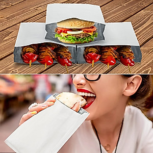 DEAYOU 150 Pack Foil Hamburger Wrappers, 4 LB Aluminum Foil Sandwich Wrap Sleeves, Grease Resistance Paper Foil Hot Dog Bags for Fast Food, Food Truck, Serving, BBQ, 6.3" x 1.5" x 10"