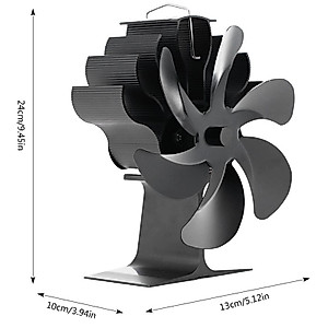 BIVITA Heat Powered Stove Fan, 6 Blade Fireplace Fan for Wood Burning Stove, Heat-Powered WoodStove Fan, Wood Stove Accessories, Quietly Circulating Warm Air