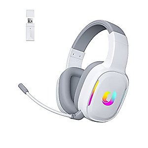 Jeecoo G80 Wireless Gaming Headset - 7.1 Surround Sound, Detachable Noise Canceling Mic, Low Latency 2.4G Wireless Gaming Headphones, Shining RGB - Works with PS4 PS5 PC Laptop Computers