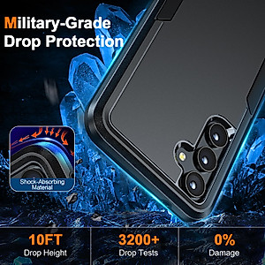Oterkin for Samsung Galaxy S23 FE Case, [3 in 1] Galaxy S23 FE 5G Case with [2Pcs Tempered Glass Screen Protector][10FT Military Grade Defense][Heavy Duty Protection] S23 FE 5G Case (Black)