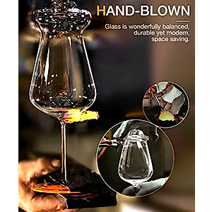 LUNA & MANTHA White Wine Glasses Set of 4, Crystal Wine Glasses 14oz Hand Blown- Modern Wine Glasses with Stem, Perfect for Red & White- Gift Packaging for Daily Use, Wedding Anniversary or Birthday