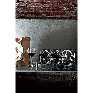 Alessi Ribbon Bottle Rack in 18/10 Stainless Steel, 42.00 x 16.00 x 21.00 cm, Silver