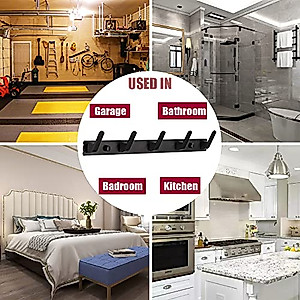 Jamend Clxp Space Aluminum Lightweight but Sturdy, Over The Door Robe Rack with Screws, for Hanging Dog Leash Bags Towel Purse, 12.8-Inch, Matte Black, Wall-Mounted, Metal Coat Hooks.(4-Hook)