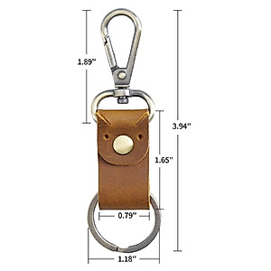 Jack&Chris Genuine Leather Keychain, Small Keychain for Man and Women, Key Holder Mens Belt Key Chain Ring, JC307