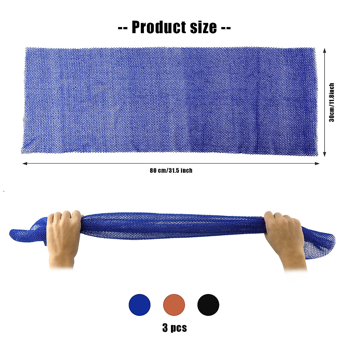 3pcs Exfoliating Shower Towel Sponge, African Exfoliating Net Nylon Material Bath Sponge Body Scrubber Net for Bath Shower Daily Use (3 Colors)