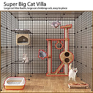 Old Tjikko Large Cat Cage,Indoor Cat Playpen,Metal Wire Kennels Crate,Small Animal Cages for Kitten Guinea Pig, Bunny and Chinchilla Ideal for 1-3 Cats with 2 Platforms Beds and 2 Ladders