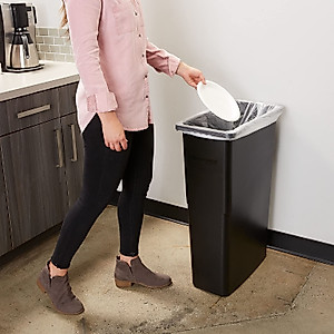 Slim Plastic Trash Can with no Lid, Black, 23 Gal.