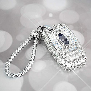 GeeGeeTop Car Key Case Key Shell Fob Key Cover Key Chain Lady Key Ring with Bling Diamond Crystals for Ford Mondeo Edge Mustang Keyless Entry Remote Control Smart Key