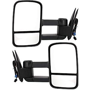 Kool Vue Power Heated Towing Door Mirrors Compatible With Chevrolet Silverado 1500 2003-2006 Manual Fold With Spotter Glass; Without Signal Light, Memory, Puddle Lamp & Auto-Dimming Textured Pair