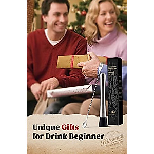 KITESSENSU Muddler and bar Spoon, 8 Inch Stainless Steel Muddler for Cocktails, Excellent Choice for Mojitos, Caipirinhas, Fruits, Herbs, Spices Based Drinks