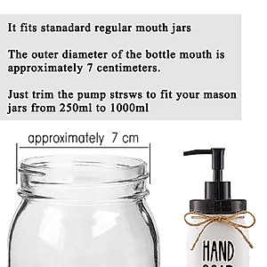 Onsogi Regular Mouth Plastic Mason Jar Soap Dispenser Pumps and Lids- Rust-Proof Mason Jar Accessories Rustic Farmhouse Kitchen Counter Top Bathroom Decor and Organization - 6 Pack