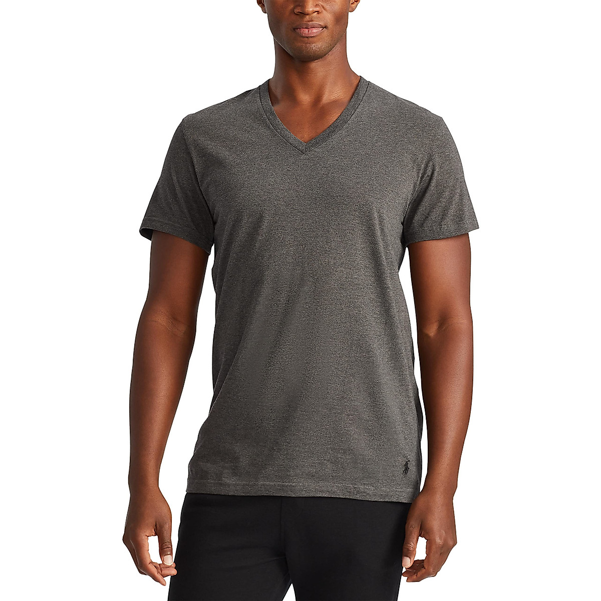 POLO RALPH LAUREN Men's Classic Fit Cotton V-Neck Tee, Andover Heather/Polo Black, Madison Heather/Polo Black, Polo Black/Red, Large