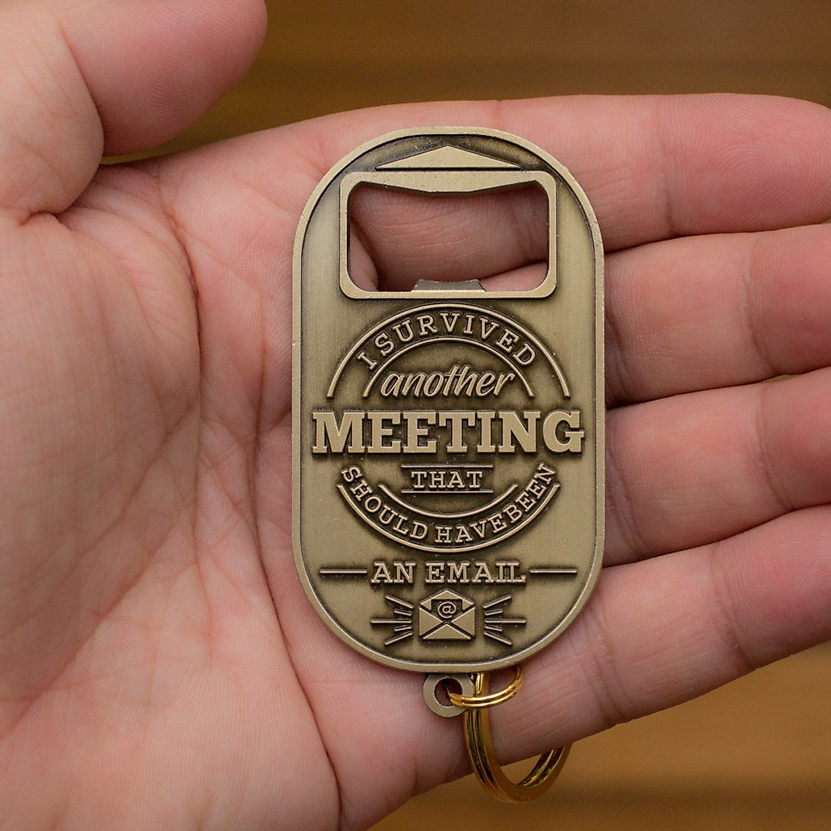 Gift for Boss or Coworker - "I Survived Another Meeting That Should Have Been An Email" Keychain and Bottle Opener