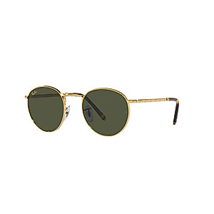 Ray-Ban RB3637 New Round Sunglasses, Legend Gold/Green, 47 mm