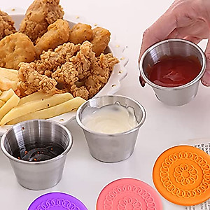 Salad Dressing Container To Go, Reusable Small Containers With Lids , Stainless Steel Condiment Containers With Silicone Lids, Small Sauce Containers For Lunch Box, Easy Open, Leakproof(3 Pack,70ml)
