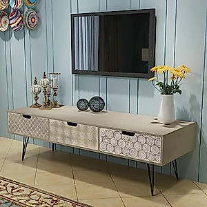 SLGSDMJ Bedroom, Living Room Storage Drawer Unit, Modern Entertainment Center Media Rack, TV Cabinet Media Console, Home Entertainment Center, TV Cabinet w/3 Drawers 47.2"x15.7"x14.2" Grey