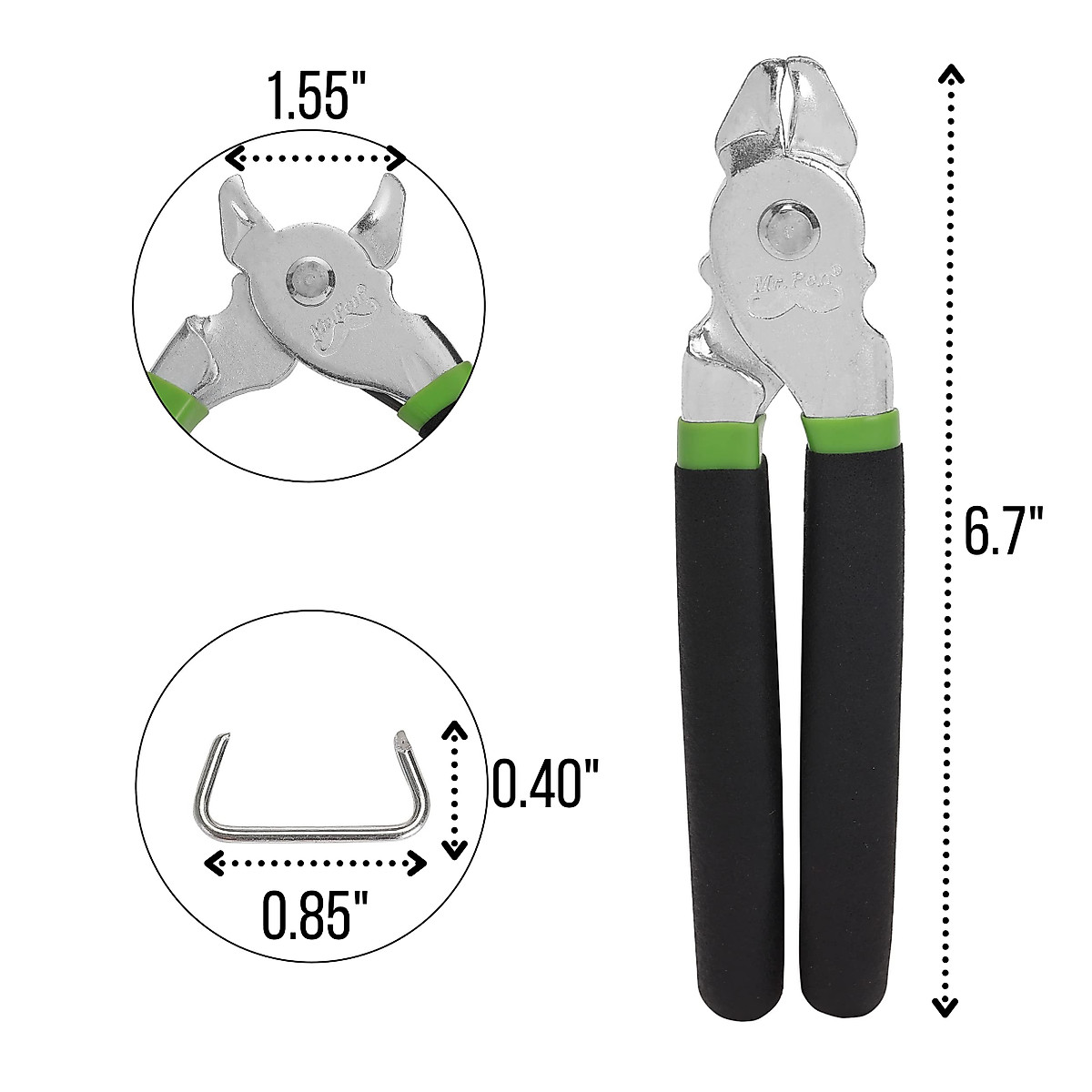 Mr. Pen- Hog Ring Pliers Kit, 110 Pack 3/4" Galvanized Hog Rings with 1 Hog Ring Pliers, Hog Rings and Pliers, Hog Ring Pliers for Fencing, Automotive Upholstery Hog Rings and Pliers
