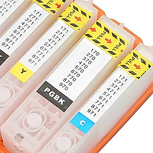 5PCS Ink Cartridge, Reusable Printing Ink Cartridge PGBK BK C M Y 5 Color for Printing (670-671)