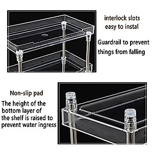 DYNSL Shower Caddy Countertop Acrylic Bathroom Organizer Trays, 3 Tier Standing Bathroom Holder Kitchen Storage Rack for Counter, Shelf for Bathroom, Desktop Makeup Organizer, Office