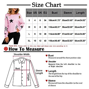 Women's Fall Tops, Chunky Sweater Women Cute Sweaters Long Sleeve Fitted for Ladies Fashion Sweater Roundneck Stars Knit Pullover Sweater Sweatshirts Cream 2022 Cowl Maternity Tops (M, Beige)