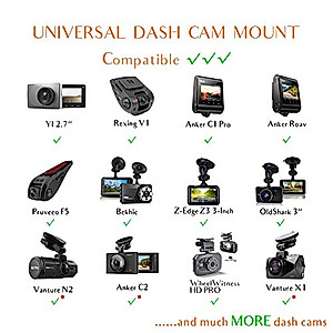 Dash Cam Mirror Mount Kit for Rexing V1,Falcon F170,Z-Edge,Old Shark,YI,Kdlinks X1,VANTRUE and Most Dash Camera and Car Camera