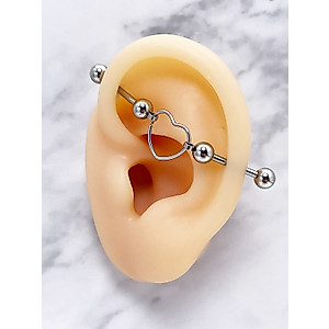 QWALIT 16gauge Industrial Earrings Chain Industrial Piercing Jewelry with Chain Industrial Bar Piercing Surgical Stainless Steel Double Helix Earrings for Women