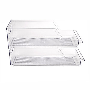 Mind Reader Pop/Soda Can Dispenser Storage Organizer Bin for Kitchen Pantry, Countertops, Cabinets, Refrigerator 2 Pack , Clear