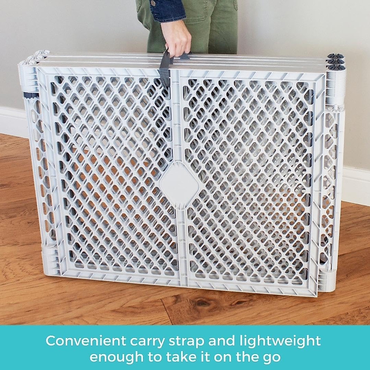 Toddleroo by North States Superyard 6 Panel Free Standing Play Yard, Indoor or Outdoor Baby Playpen, Baby Gate. Made in USA. 5.5 feet Corner to Corner Play Pen (26" Tall, Pewter)