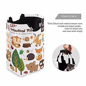 OREZI Woodland Animal Laudry Hamper,Waterproof and Foldable Laundry Bag for Storage Dirty Clothes Toys in Bedroom,Bathroom Dorm Room