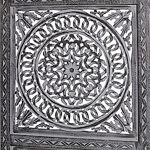 Deco 79 Wood Floral Handmade Hinged Foldable Partition 3 Panel Room Divider Screen with Intricately Carved Designs, 60" x 1" x 72", Black