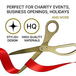 New Edition Grand Opening Scissors – 25'' Scissors Gold with Golden Blades for Ribbon Cutting Ceremony