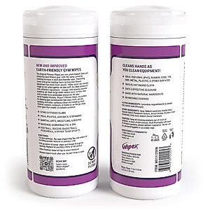 Wipex Original Fitness Equipment Wipes -Plant-Based No-Lint Cloth Gym Wipes for Workout Equipment, Yoga Mat Cleaner, Peloton Cleaner with Lavender Essential Oil & Vinegar, 50 Fitness Wipes