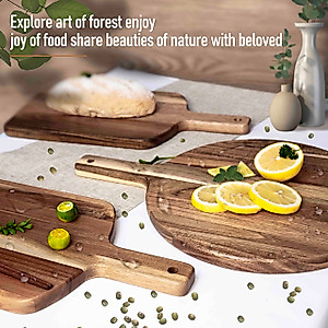 Acacia Wood Cutting Board with Handle,Wooden Charcuterie Board for Meat,Cheese Board,Bread,and Charcuterie-Decorative Wooden Serving Board for Kitchen Butcher Block Carving Board for Kitchen