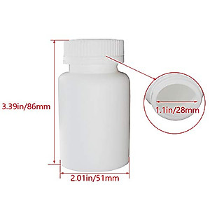 Othmro PE Plastic Lab Chemical Reagent Bottles 5pcs, 51ml/1.72oz Wide Mouth 28mmID Round Sample Liquid Storage Container Sealing Bottles White with Cap