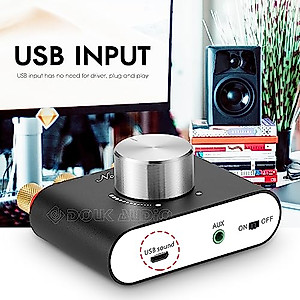 Nobsound Mini Bluetooth 5.0 Power Amplifier, Stereo Hi-Fi Digital Amp 2.0 Channel 50W×2 with AUX/USB/Bluetooth Input, Wireless Audio Receiver, PC Sound Card with Power Supply (Black)