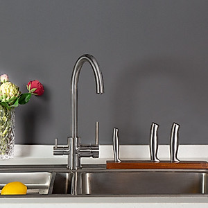 Techzm Water Filtration Kitchen Faucet 3 Way Water Filter Taps Brushed Nickel