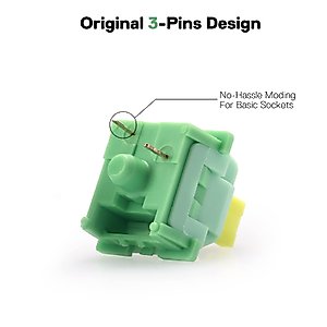 Redragon A113 Bullet-QT Soft Tactile Mechanical Switch, 3-Pin Plate Mounted Quiet Tactile Equivalent, Hot-Swappable DIY Keyboard Switch Mod, 50 Million Click(24 pcs Switches, Keycap + Switch Puller)