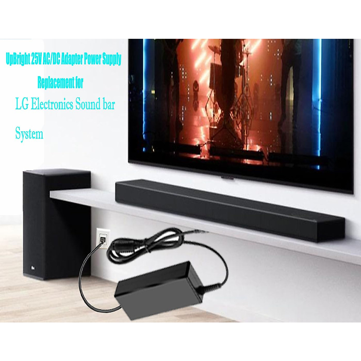 UpBright 25V AC/DC Adapter Compatible with LG Electronics SH4 2.1ch 300W 360W SK5Y SK6Y SK8Y NB3732A NB4533A NB3540 NB3730A NB4530 NB5540 NB5541 AS851 LAS851M DA-50F25 DA-38A25 EAY62909702 Soundbar