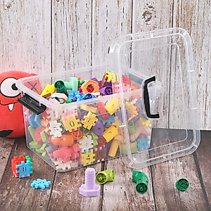 Esdiplot 10.5 L 4 Pack Clear Storage Box, Plastic Latching Box with Handles