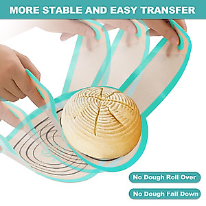 Silicone Bread Sling Dutch Oven - Best Japan Silicone. Non-Stick & Easy Clean Reusable Silicone Bread Baking Mat. With Extra Long Handles Bread Baking Sheet Liner, 2 Aqua Sky Set Transferable Dough