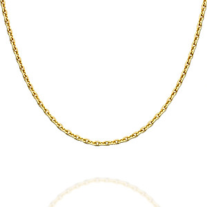 PAVOI Italian Solid 925 Sterling Silver Chain Necklace, 22K Gold Plated, 1.1mm Italian Diamond-Cut Cable Chain Necklace for Women and Men, MADE IN ITALY (18, Yellow Gold)