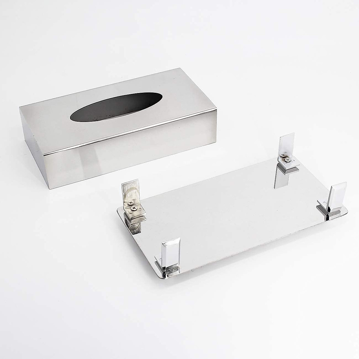 kimzcn Rectangular Tissue Box Cover - Stylish Stainless Steel Paper Facial Cover, Modern Metal Tissue Box Holder for Bedroom/Bathroom/Vanity/Countertop/Office, Polished Finish