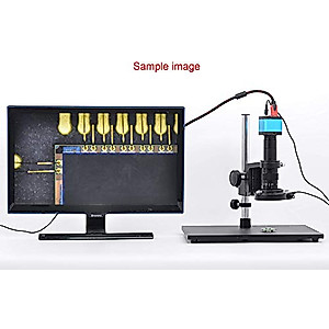 HAYEAR 14MP HDMI HD USB Digital Industry Video Monocular Microscope Camera Set Big Stereo Table Stand Zoom C-Mount Lens 144 LED Light (180X Zoon Lens)