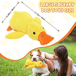 Seivble 2024 Upgraded Calming Duck Dog Toy, Yellow Duck Dog Toy for Dogs Emotional Support, Durable The Mellow Dog Squeak Duck Toys, Dog Chew Toys for Dogs Indoor Puppy (Yellow-Large)
