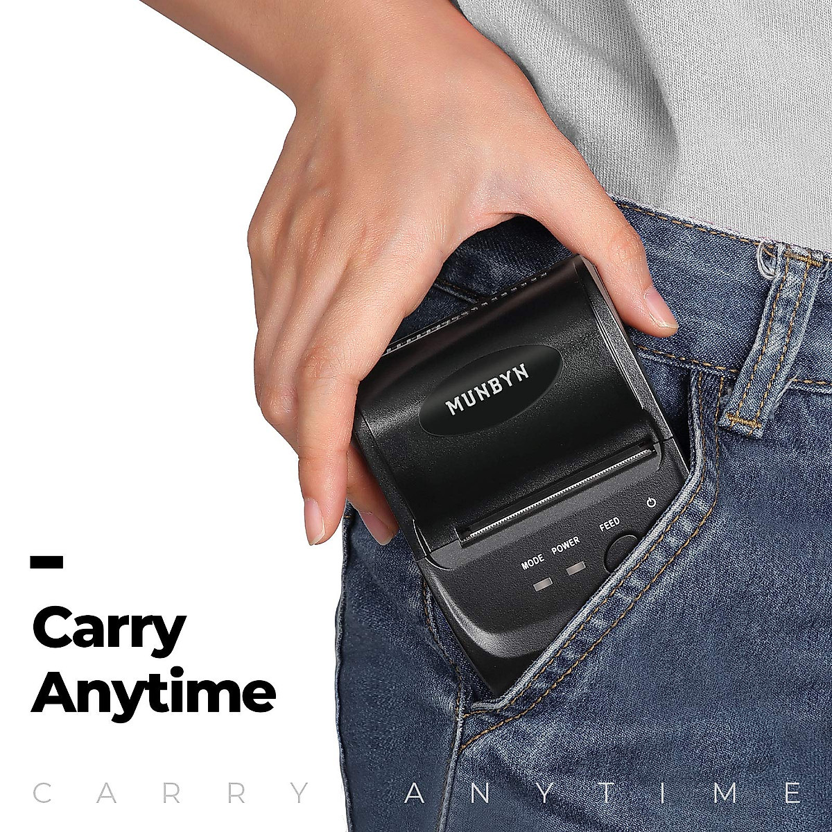 MUNBYN Android Wireless Bluetooth Thermal Printer with Carry Case, Portable Mini 2 Inches 58mm Bill Receipt Printer Impresora térmica, Thermal POS Printer Support ESC/POS/Star Command