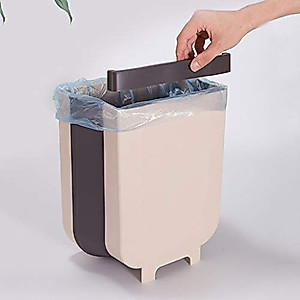 Creative Trash Bin Folding Waste Bins Kitchen Garbage Bin Fruits Vegetable Rubbish Container Foldable Car Trash Can Wall Mounted Door Hanging Trash Can Bathroom Waste Storage Bucket Organizer (White)